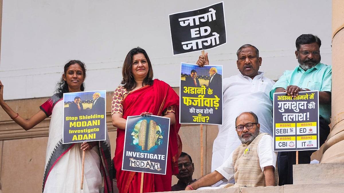 In Pics Opposition Mps Protest In Parliament Over Adani Issue